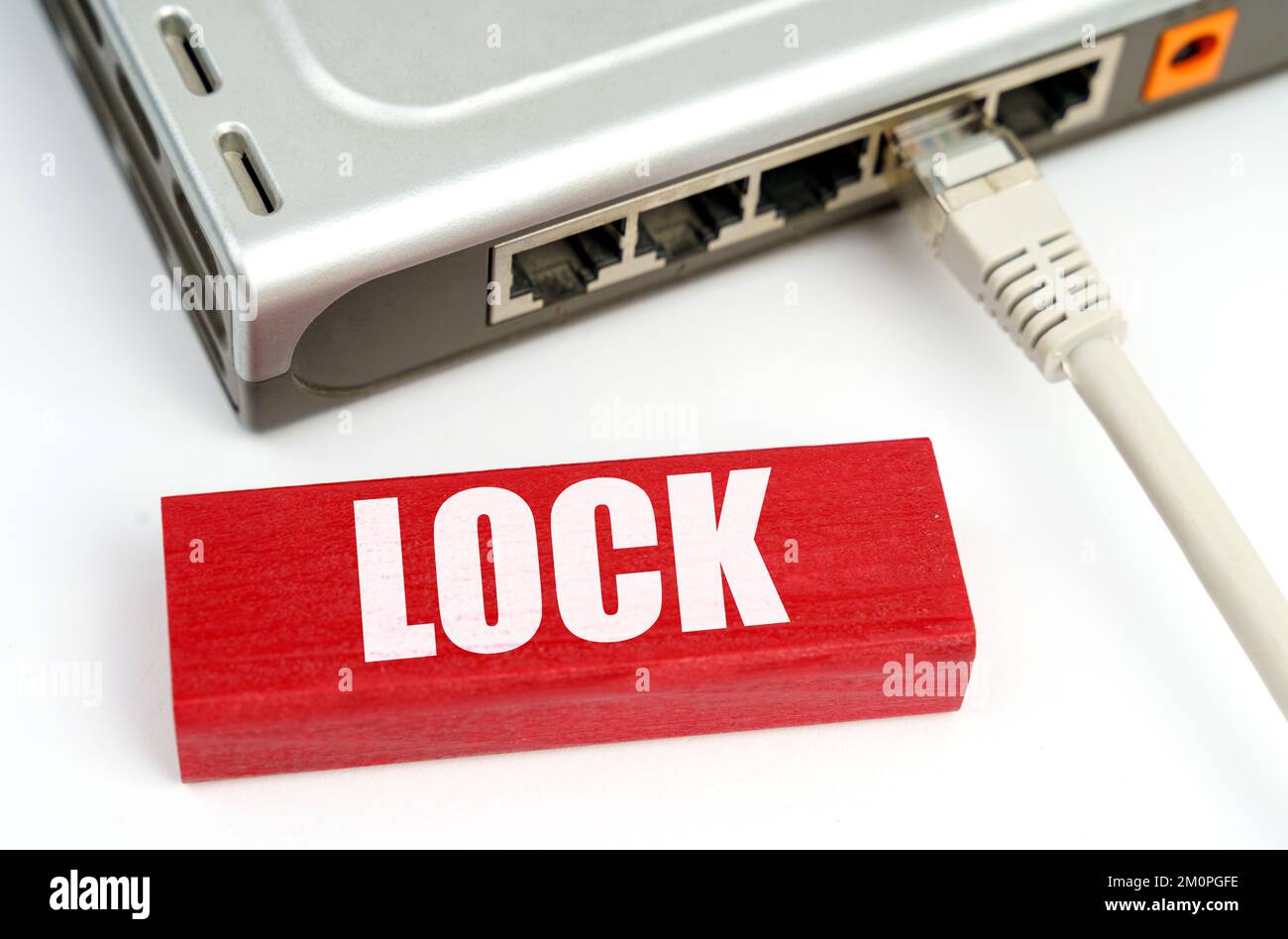 Internet and security concept. There is a router connected to the ...