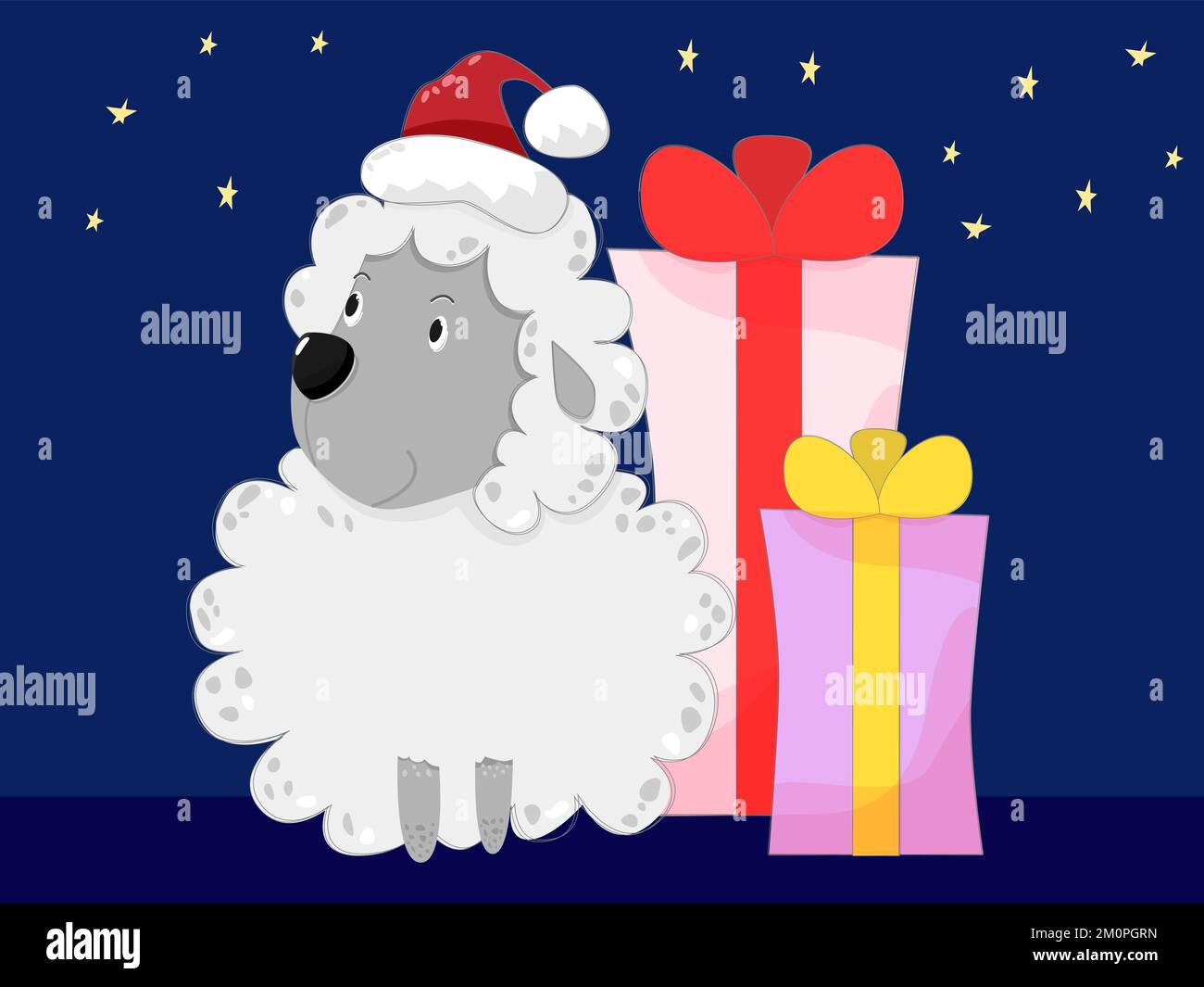 Merry christmas sheep Stock Vector Images - Alamy