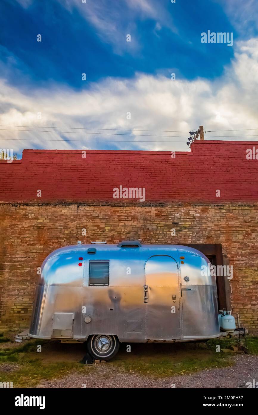 Cute little Airstream trailer on Route 66 in Winslow, Arizona, USA [No ...