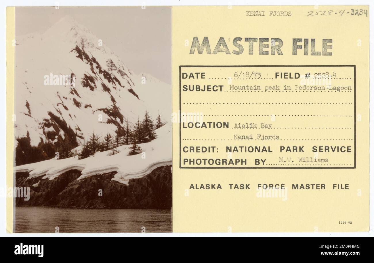 Mountain peak in Pederson Lagoon. Alaska Task Force Photographs Stock ...