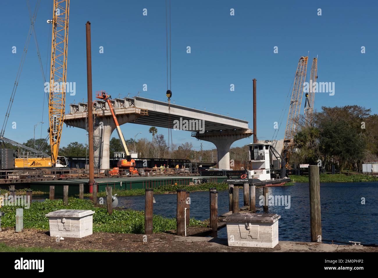 DeLand, Florida, USA. 2022. Construction work to build a new concrete ...