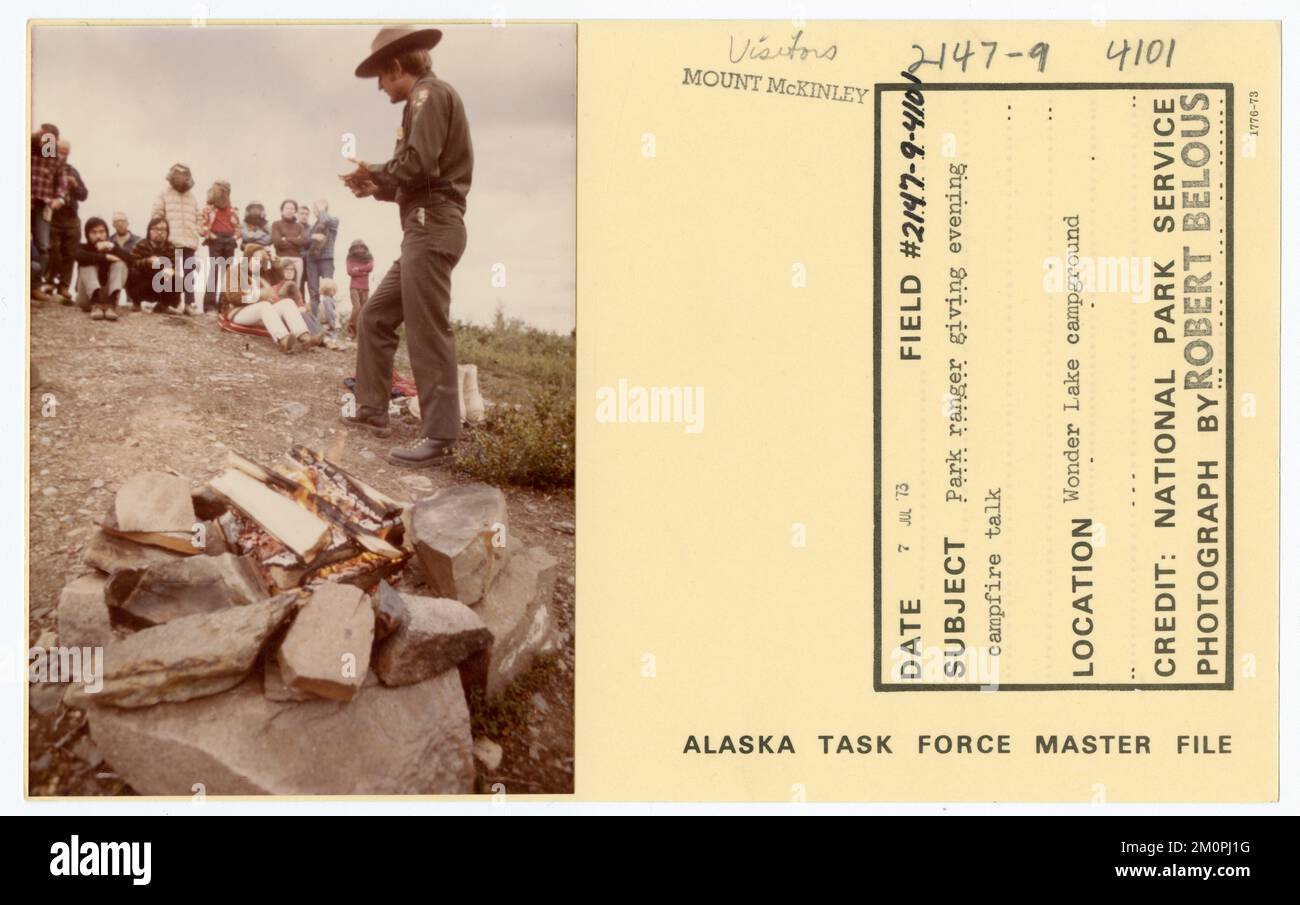Park ranger giving evening campfire talk. Alaska Task Force Photographs ...