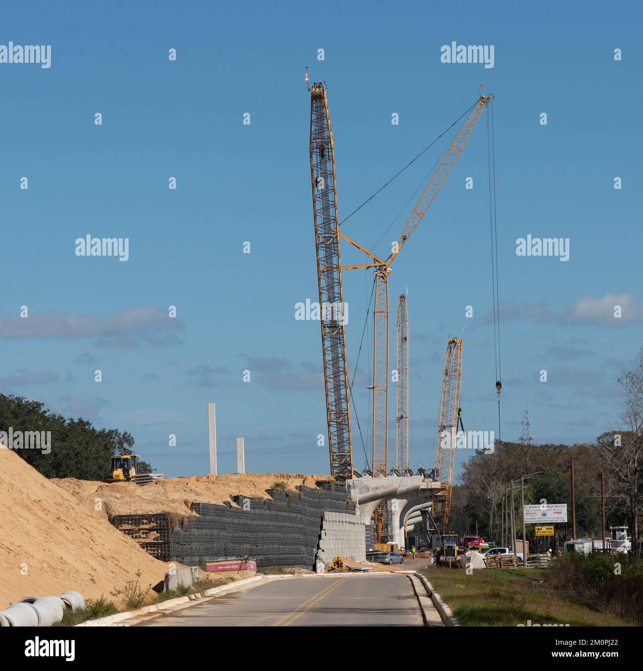 DeLand, Florida, USA. 2022. Construction work to build a new concrete ...