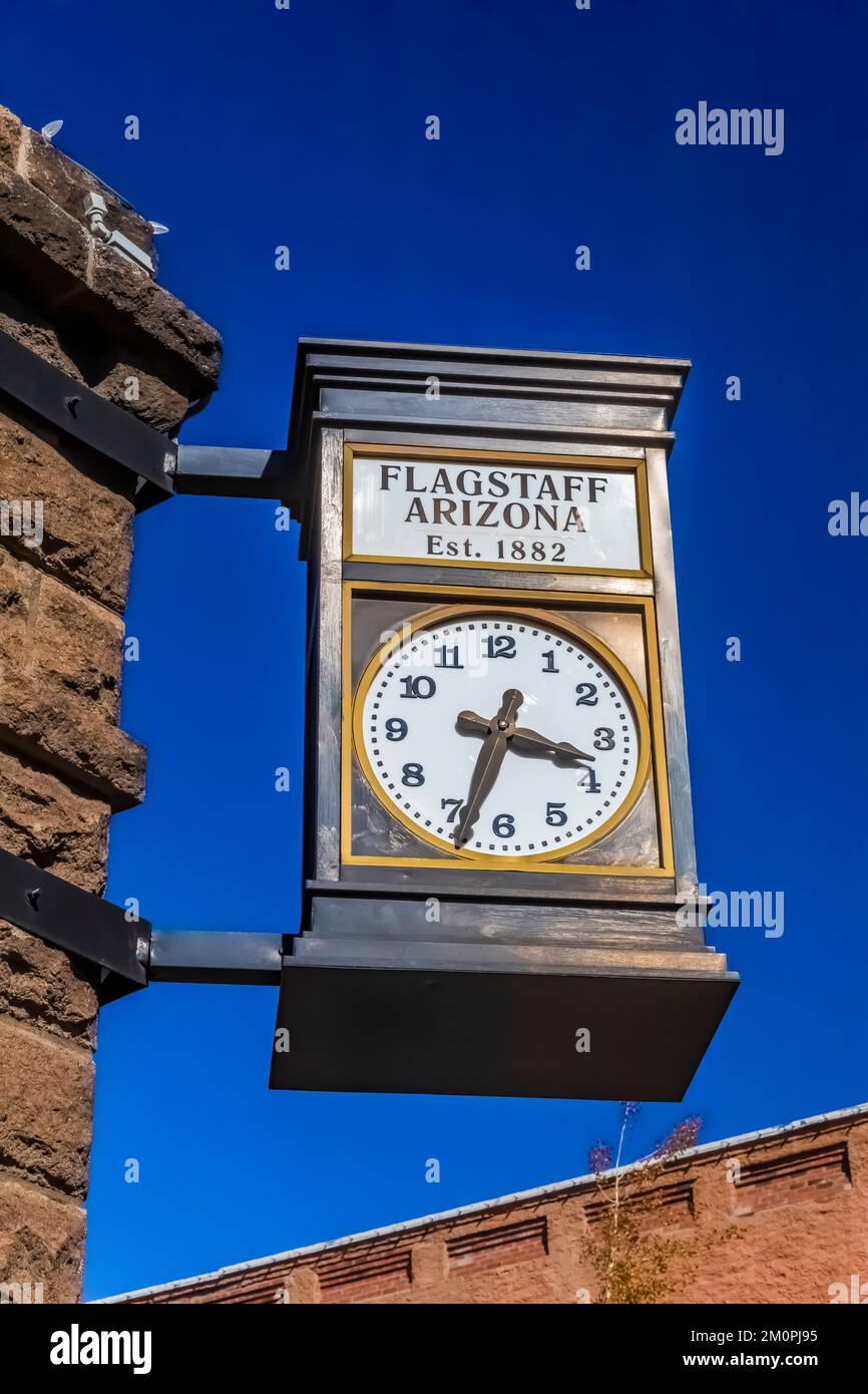 Clock on Route 66 in Flagstaff, Arizona, USA [No property release ...