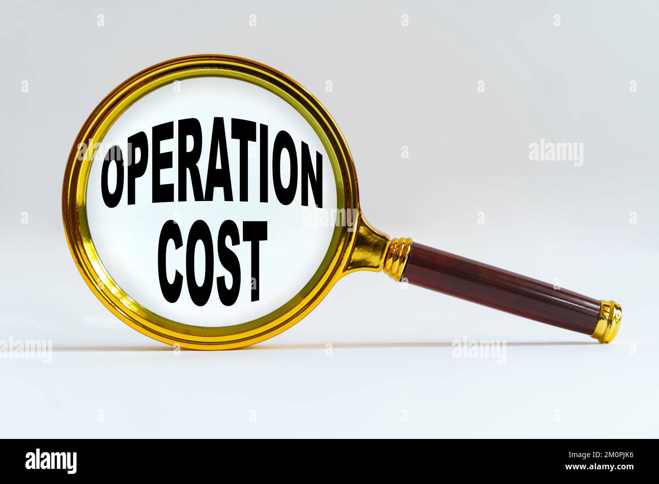 Finance and economics concept. Magnifier on a white background, inside ...