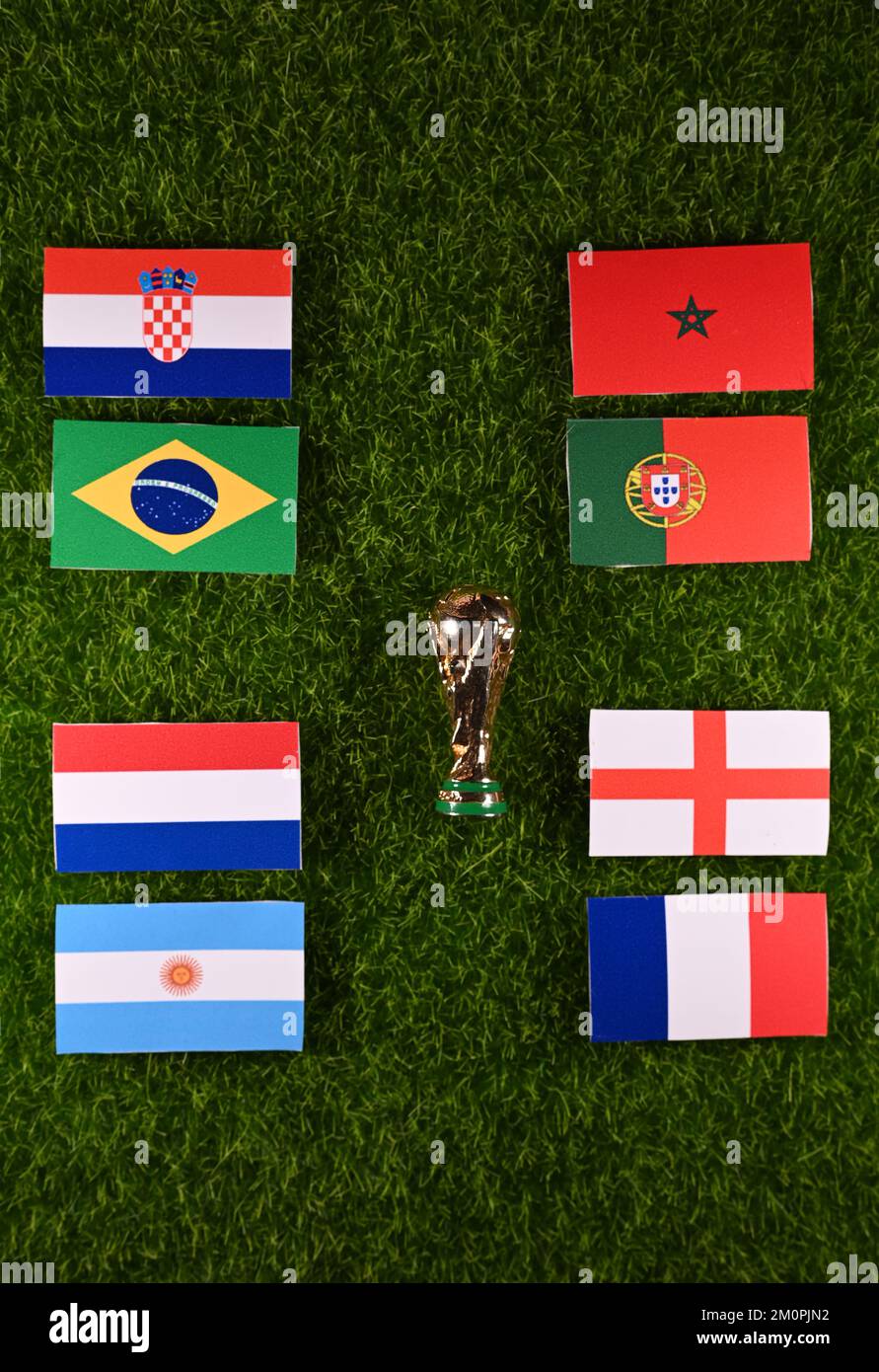 December 6, 2022, Doha, Qatar. Flags of the Fifa World Cup quarter ...