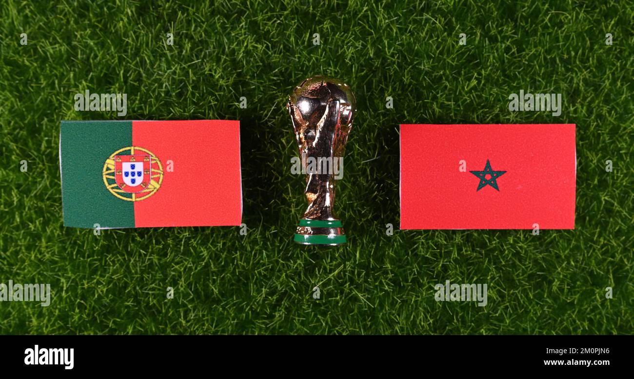 December 6, 2022, Doha, Qatar. Flags of the Fifa World Cup quarter ...