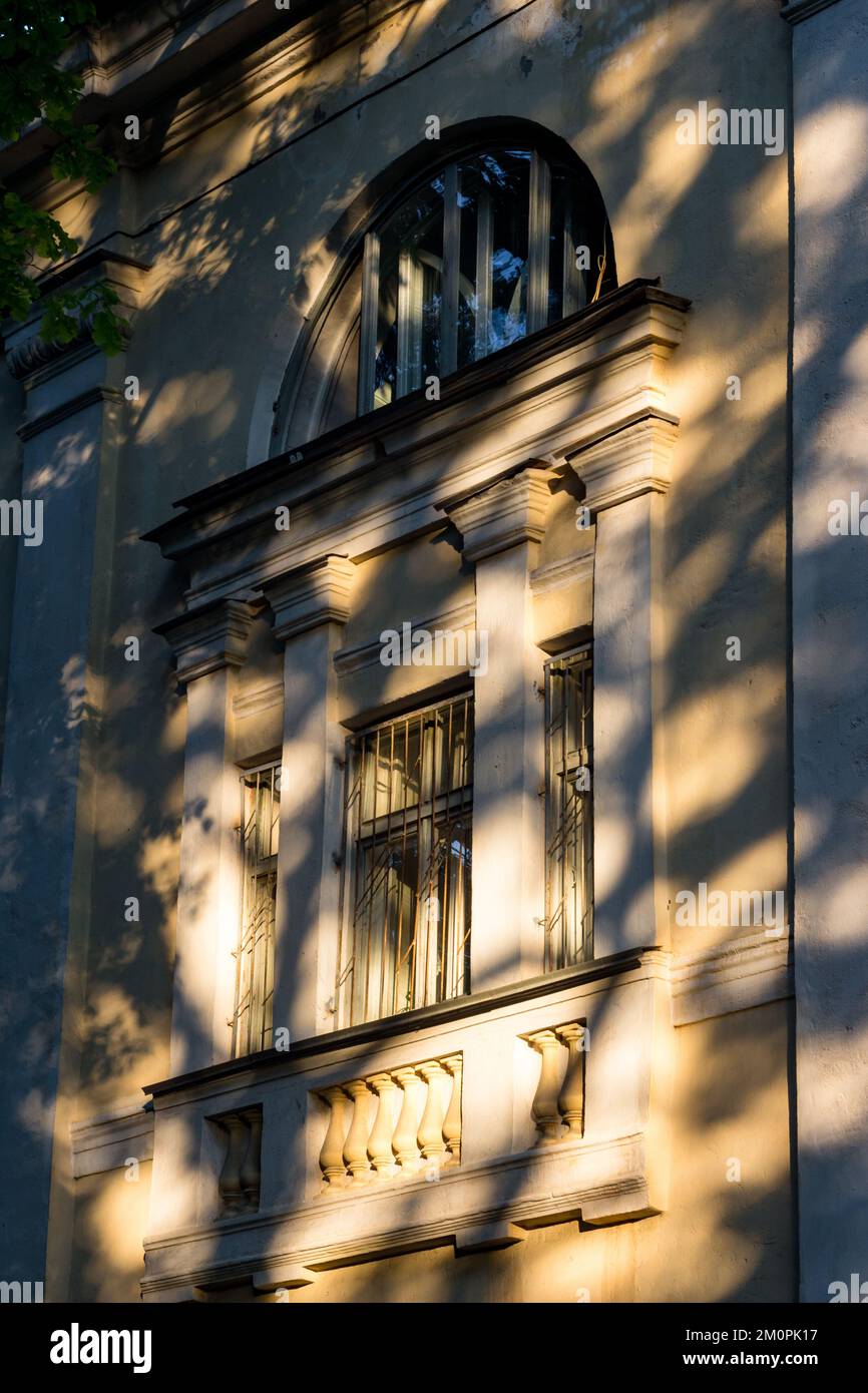 Vertical view of the facade of a building built in the Soviet era in ...
