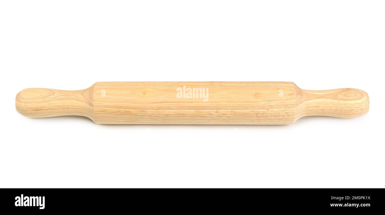 Wooden rolling pin isolated on white background Stock Photo - Alamy