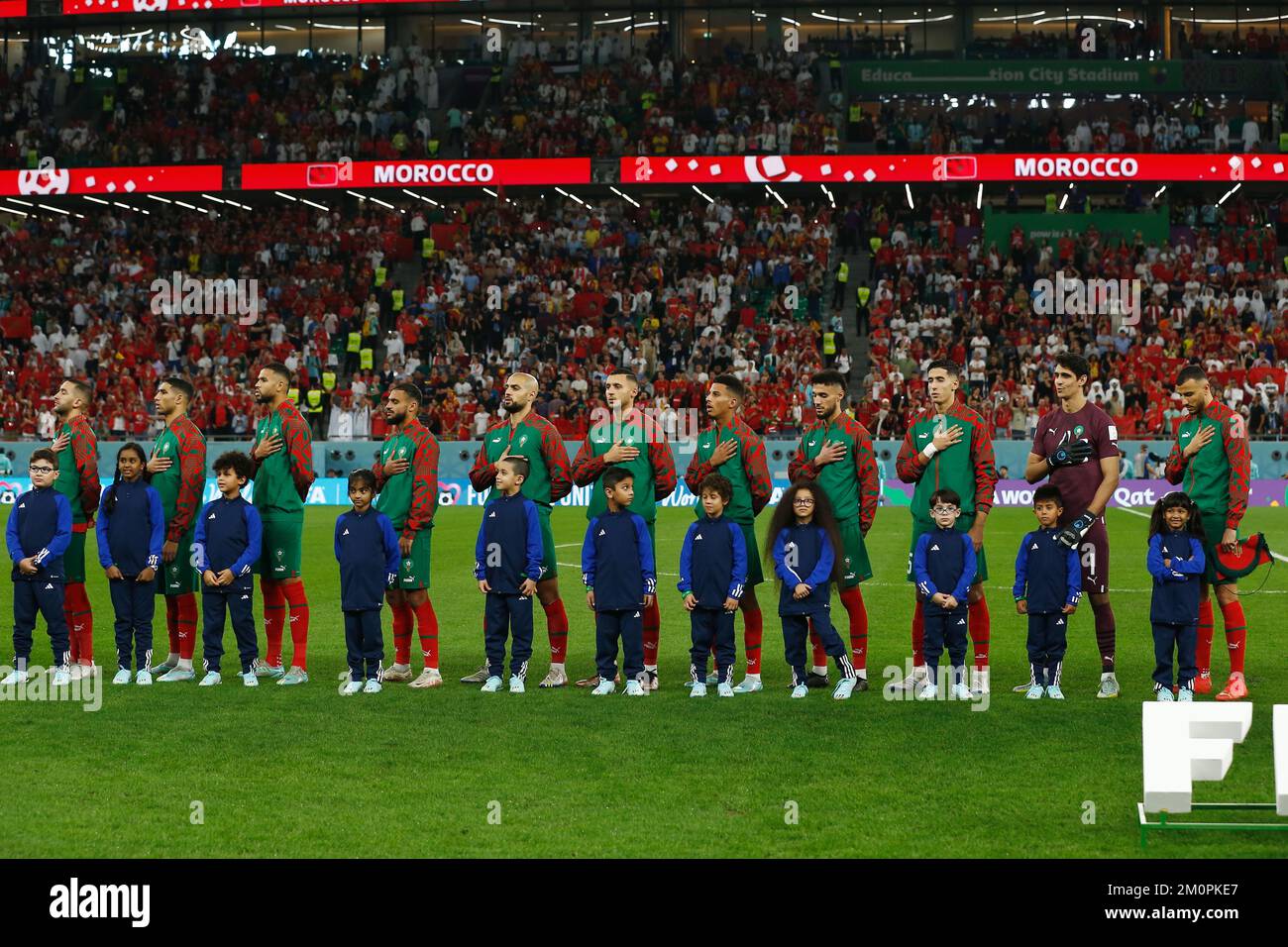 Doha, Qatar. 6th Dec, 2022. Morocco team group line-up (MAR) Football ...