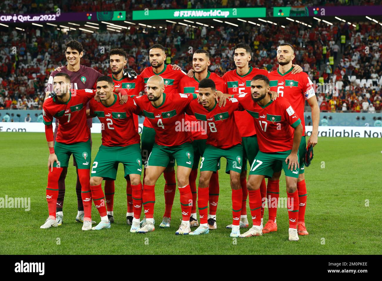 Doha, Qatar. 6th Dec, 2022. Morocco team group line-up (MAR) Football ...