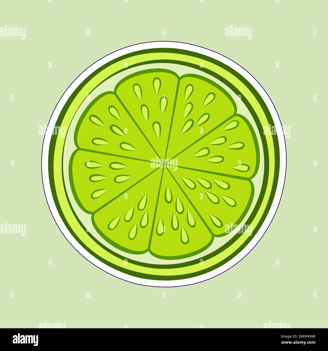 Illustration of Juicy Stylized Half Lime with Peel. Icon for Food Apps ...