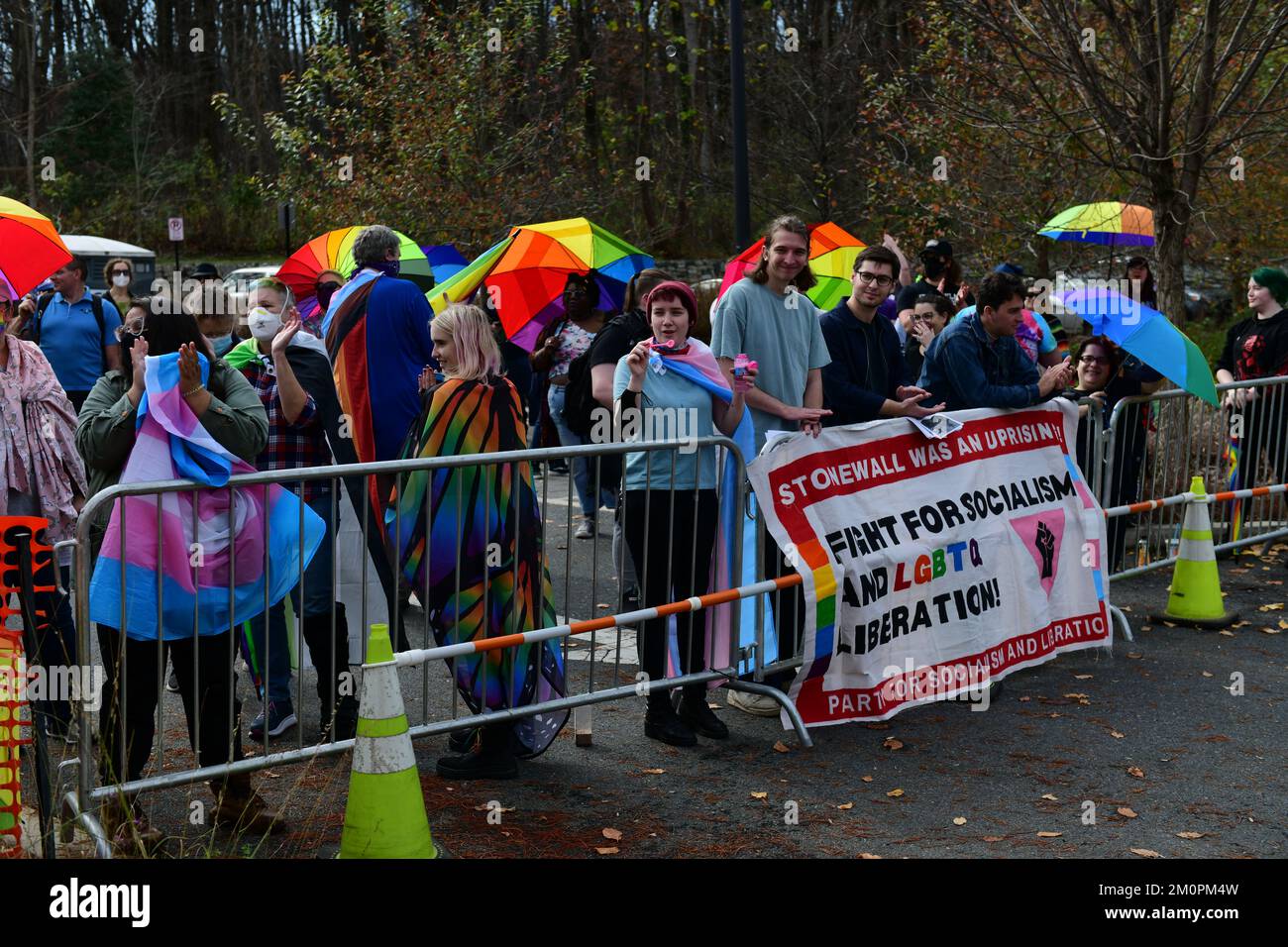 The Parasol Patrol outside a Drag Queen Story Hour event in Wheaton ...