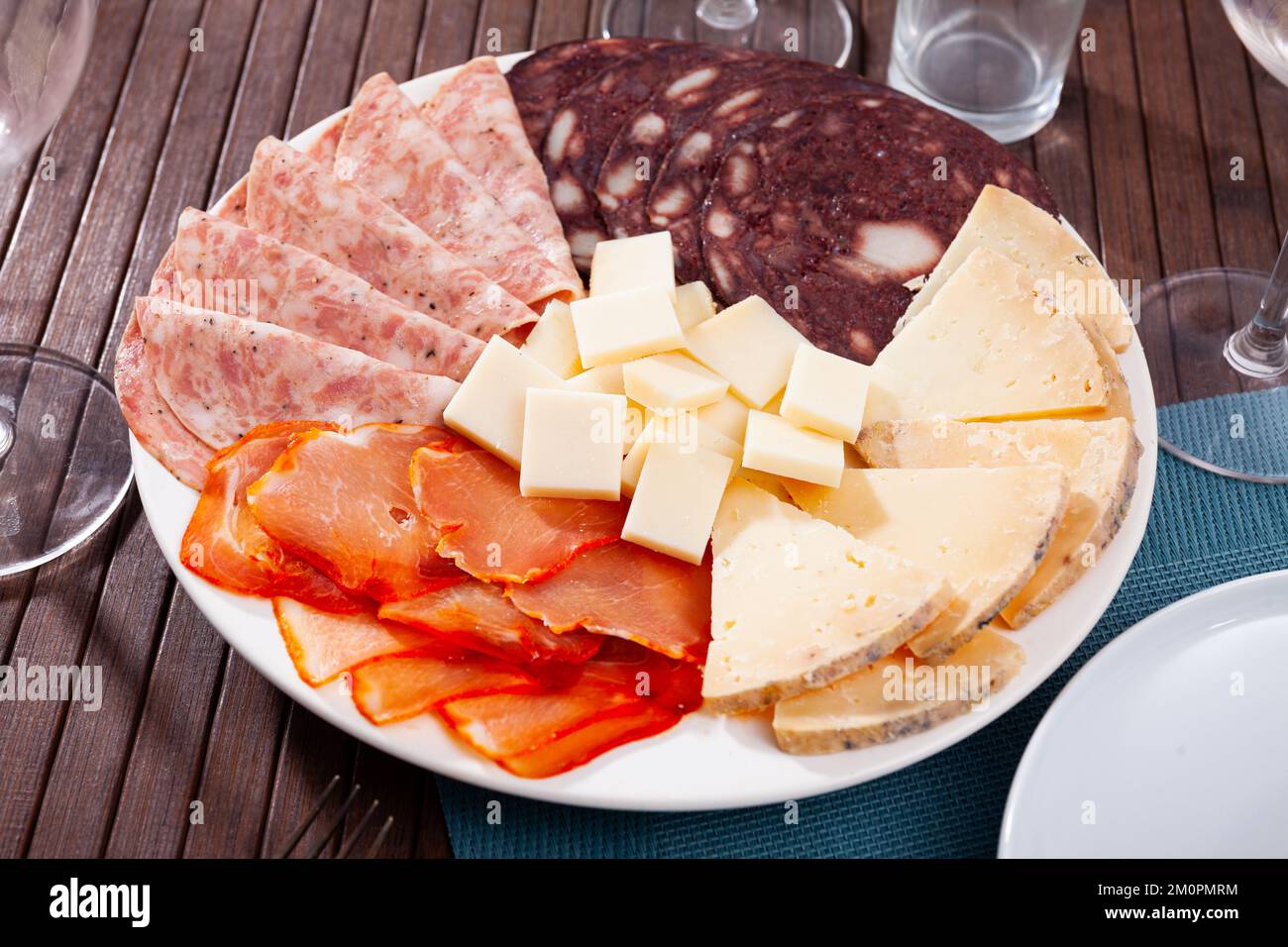 Cold cuts from Spanish sausages, cured meat and cheese Stock Photo - Alamy