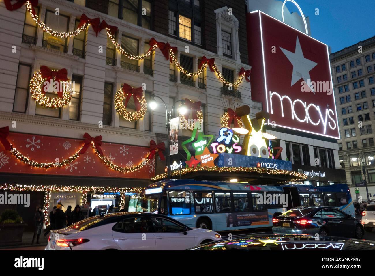 The exterior of Macy's flagship store in Herald Square is decorated for ...
