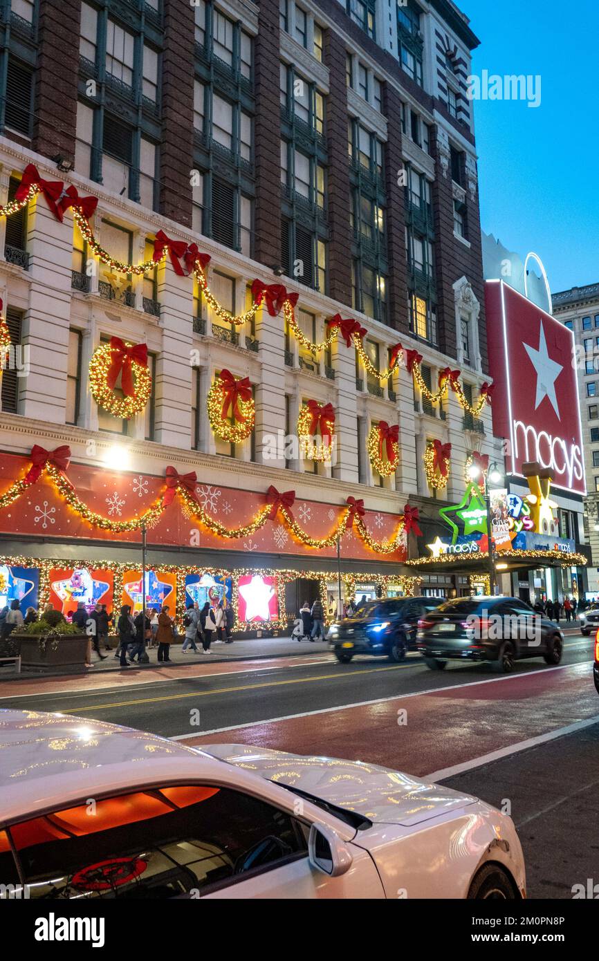 The exterior of Macy's flagship store in Herald Square is decorated for ...