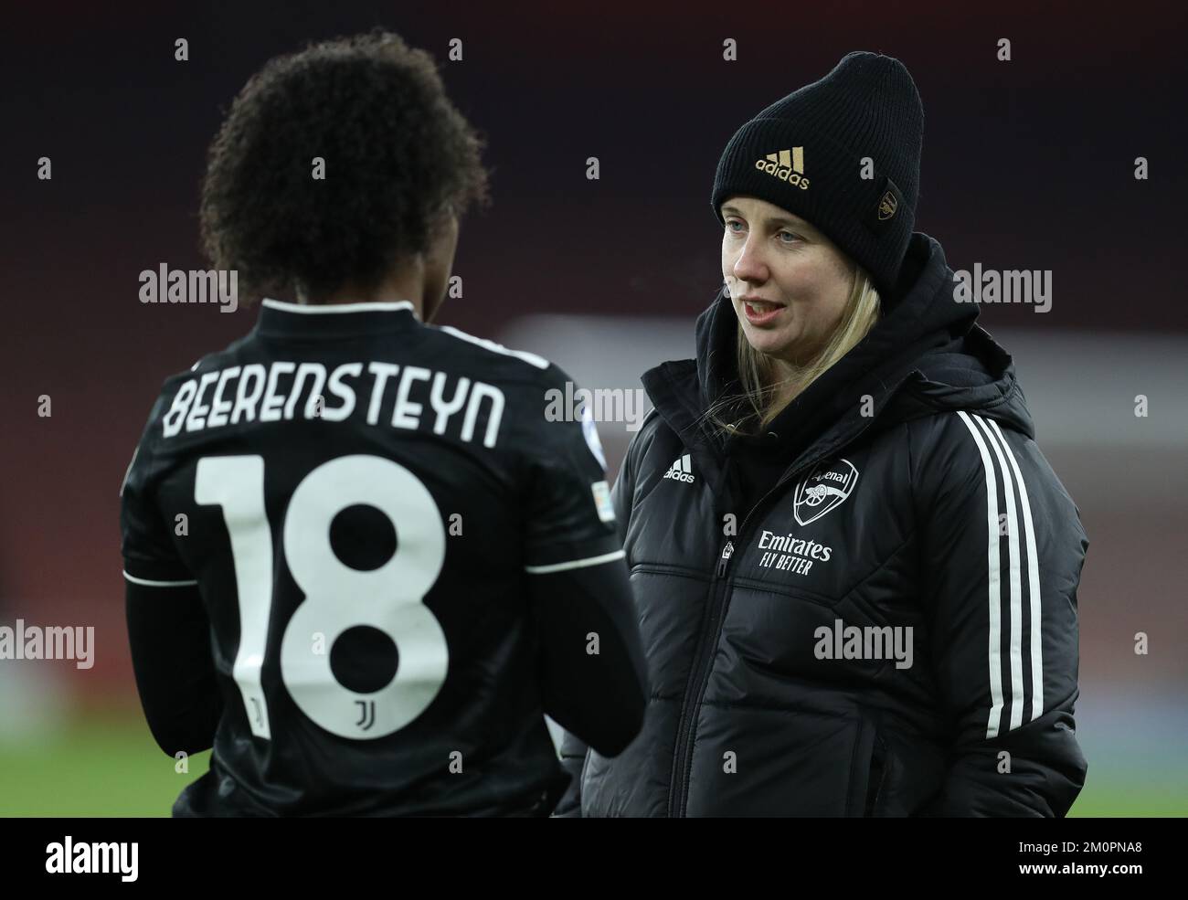 London, England, 7th December 2022. Beth Mead of Arsenal talks with ...