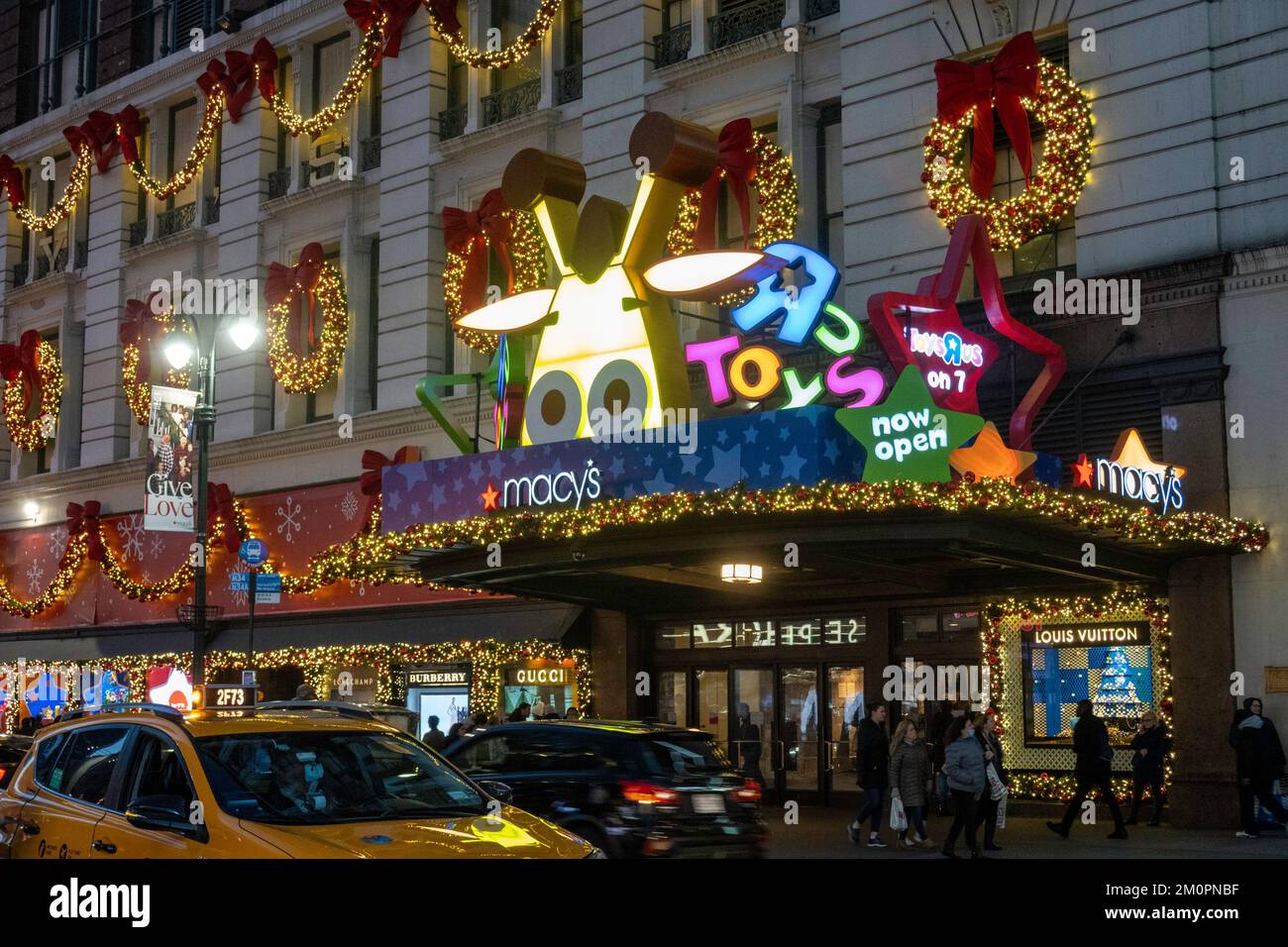 The exterior of Macy's flagship store in Herald Square is decorated for ...
