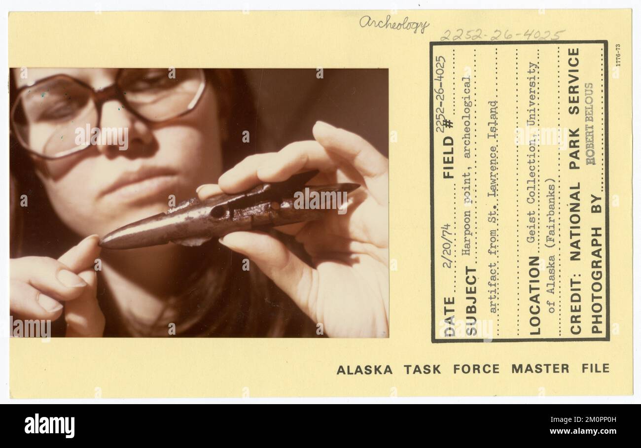 Harpoon point, archeological artifact from St. Lawrence Island. Alaska ...