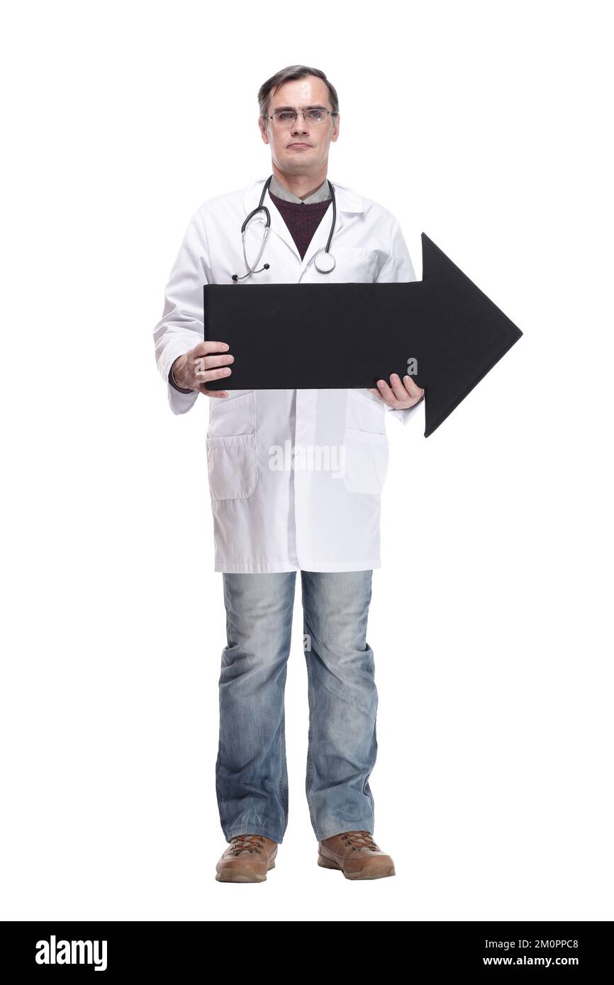 doctor with a stethoscope pointing in the right direction Stock Photo ...