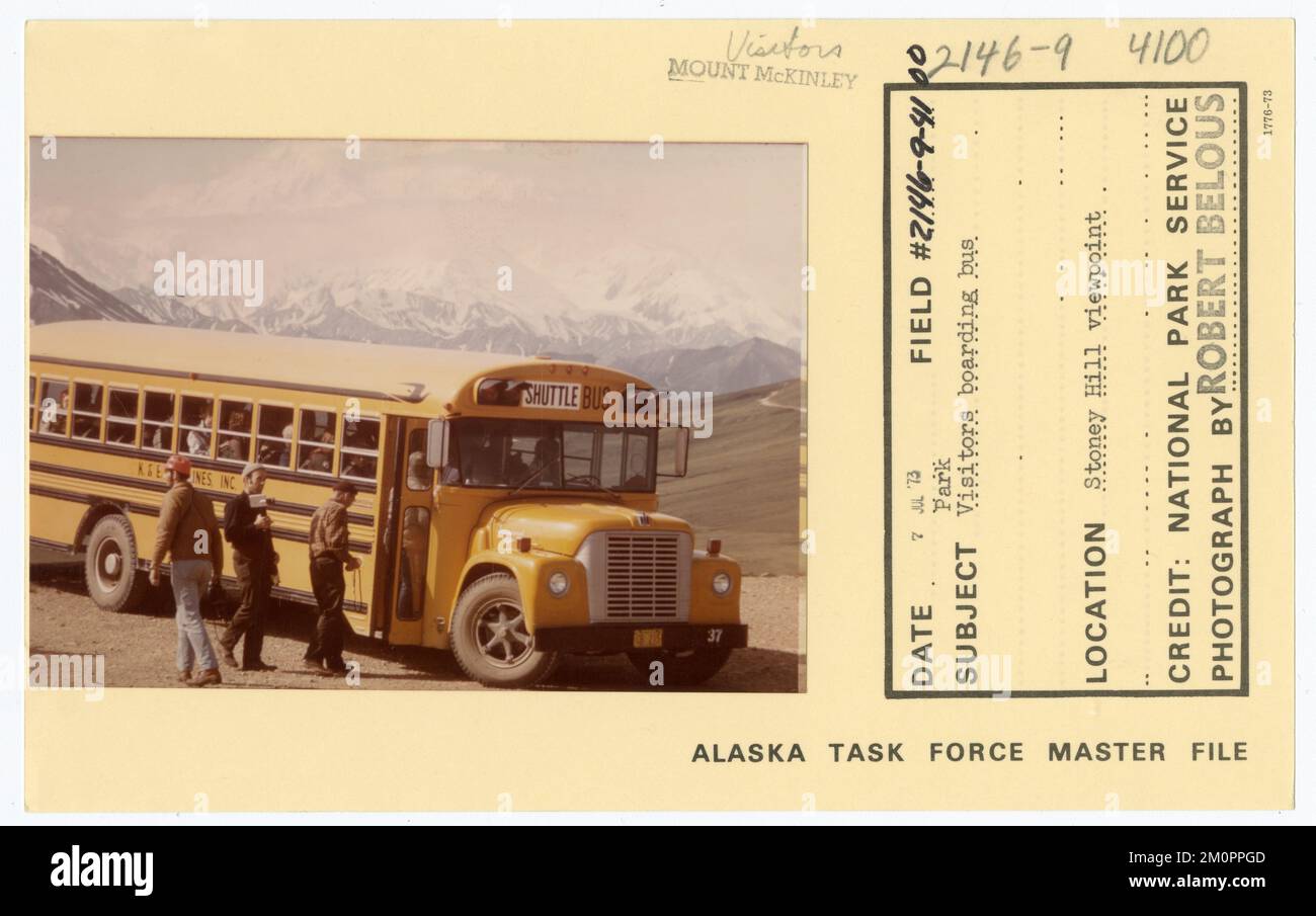 Park visitors boarding bus. Alaska Task Force Photographs Stock Photo ...
