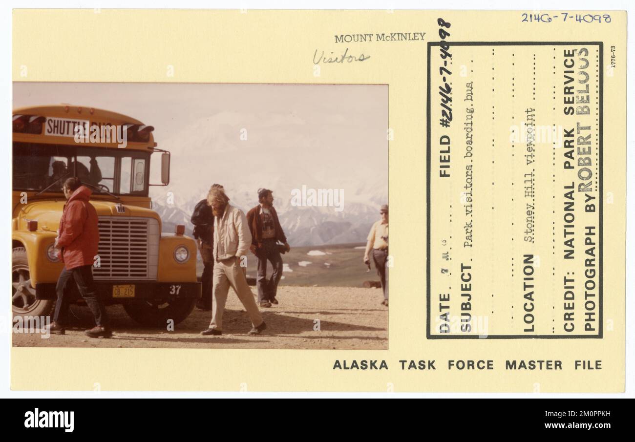 Park visitors boarding bus. Alaska Task Force Photographs Stock Photo ...