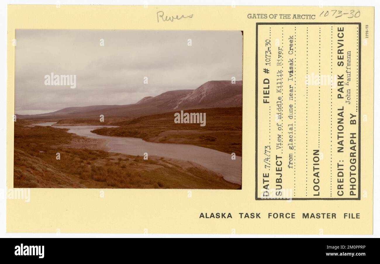 View of middle Killik River from glacial dune near Ivisak Creek. Alaska ...