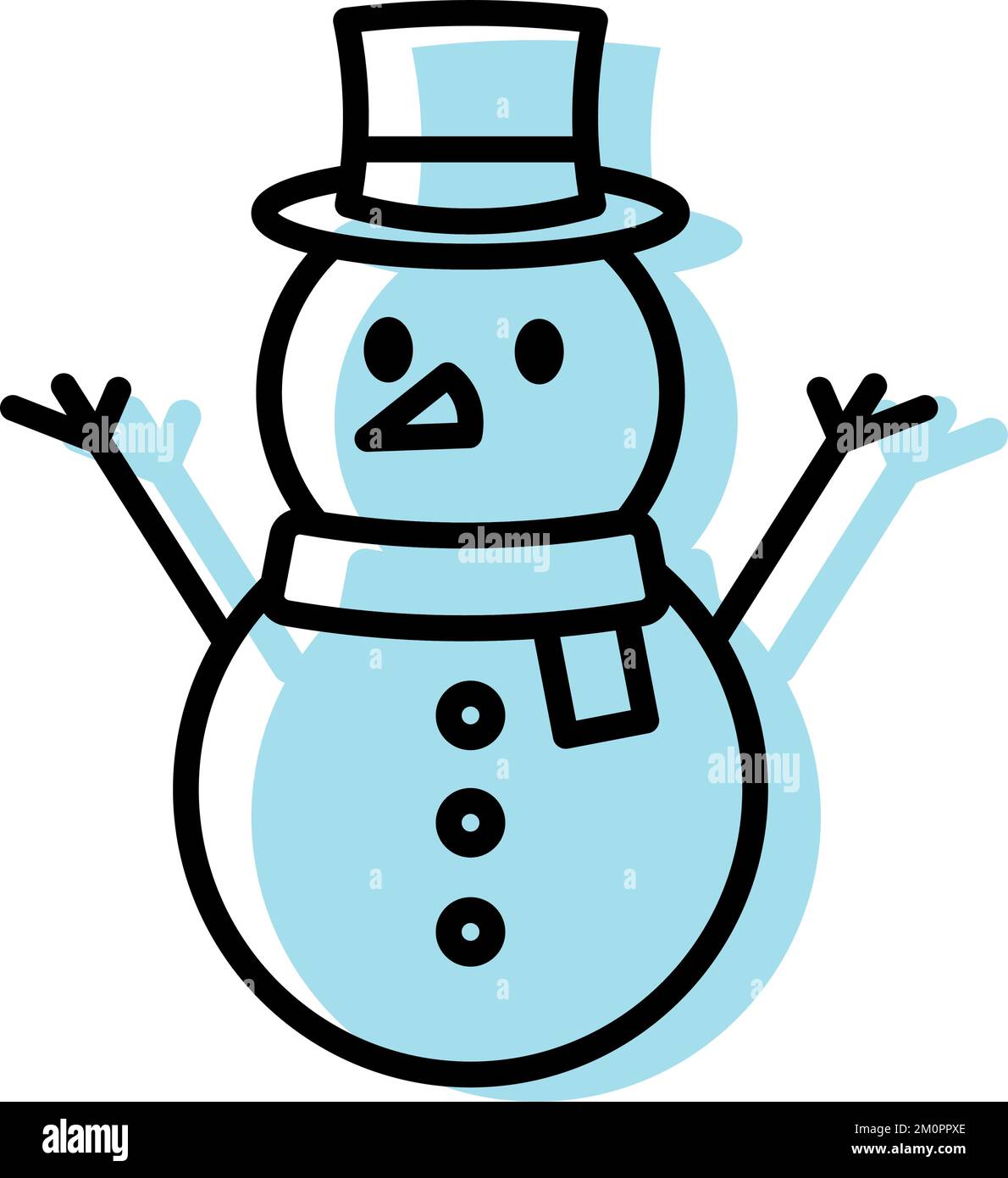 Isolated monochrome winter snowman character icon Vector Stock Vector ...