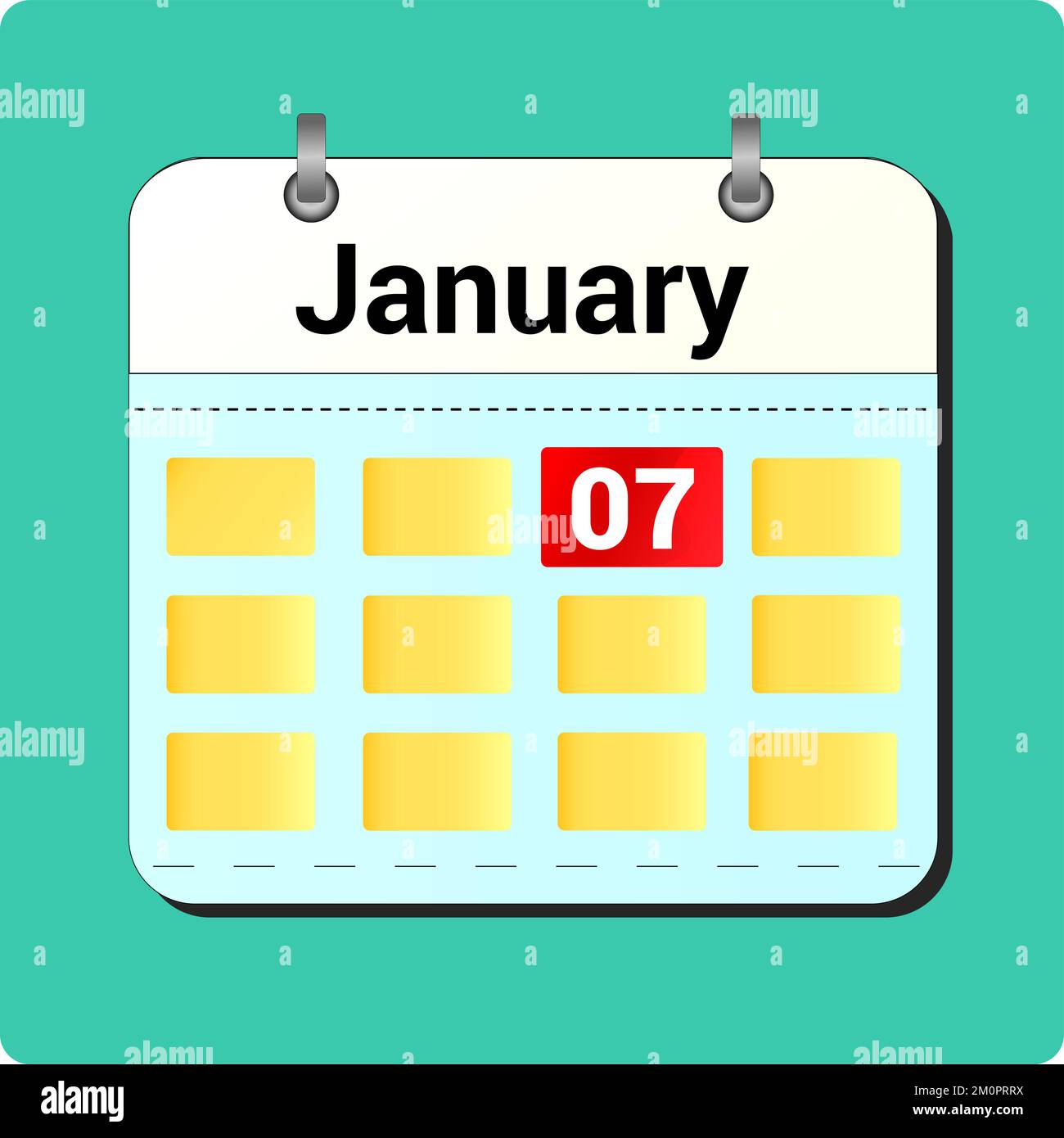 calendar vector drawing, date January 7 on the page Stock Vector Image ...
