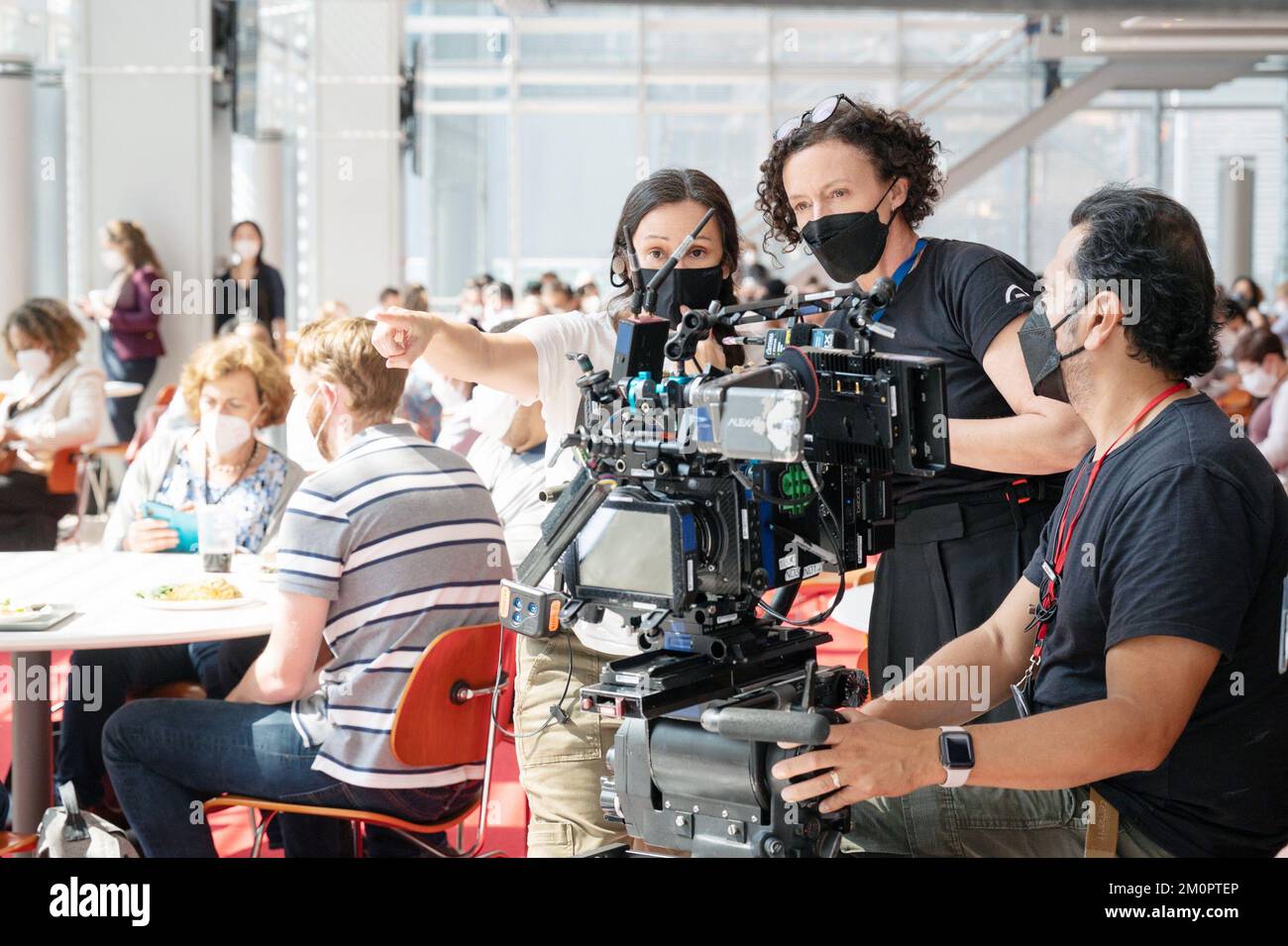 SHE SAID, cinematographer Natasha Braier (pointing), director Maria ...