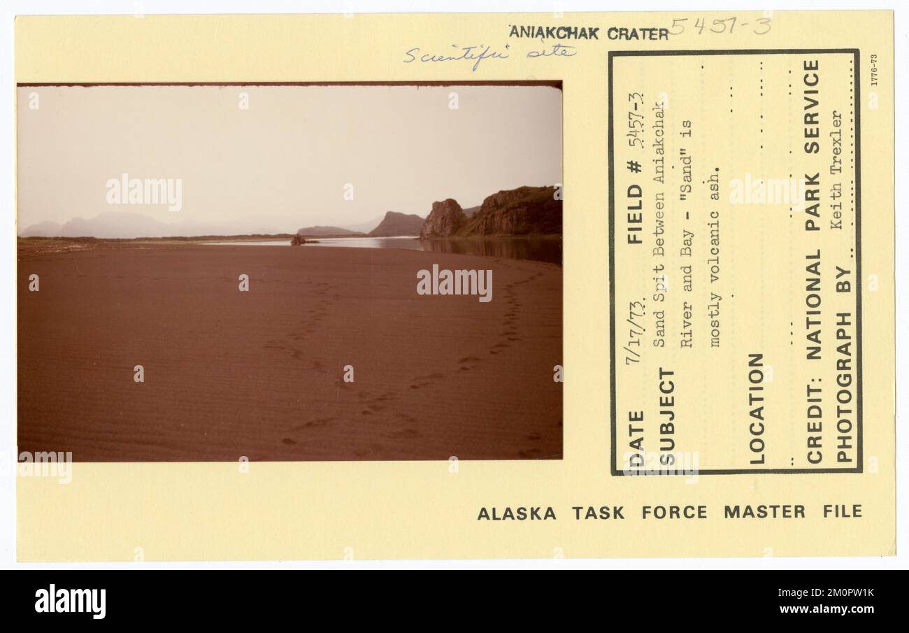 Sand spit between Aniakchak River and Bay - "Sand" is mostly volcanic ...