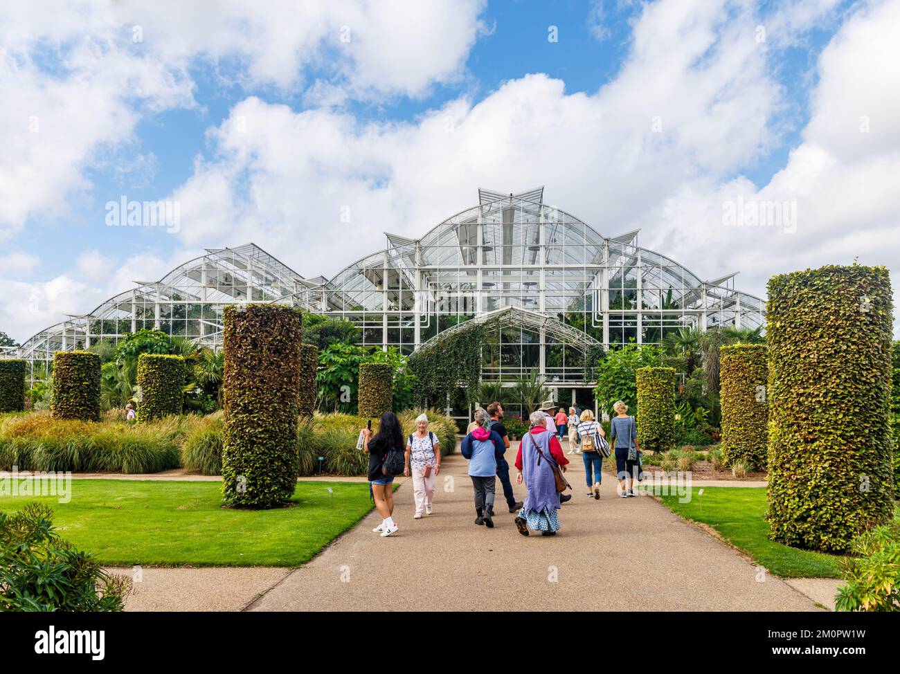 Entrance to the Glasshouse at RHS Garden Wisley, Surrey, south-east ...
