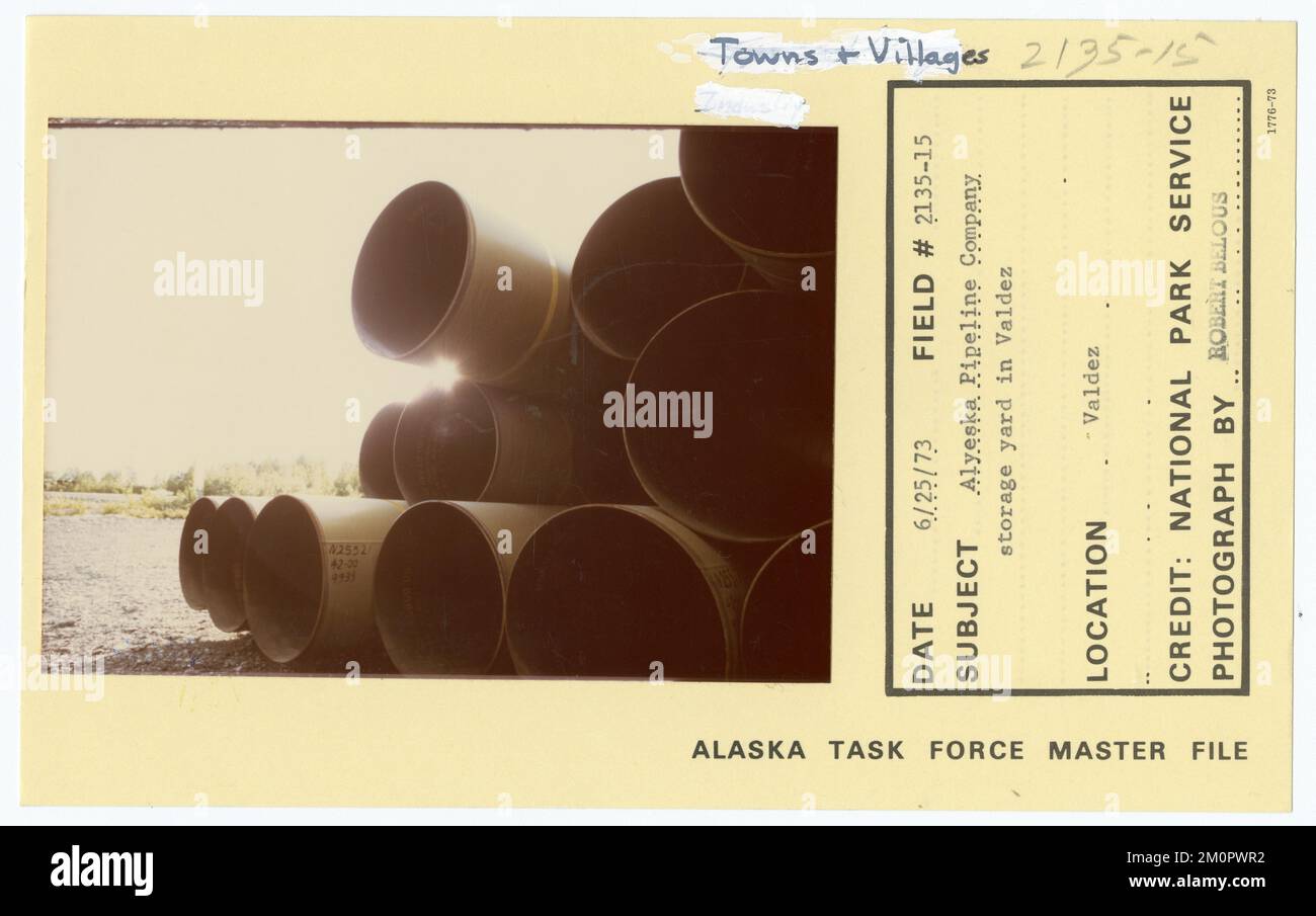 Alyeska Pipeline Company storage yard at Valdez. Alaska Task Force ...