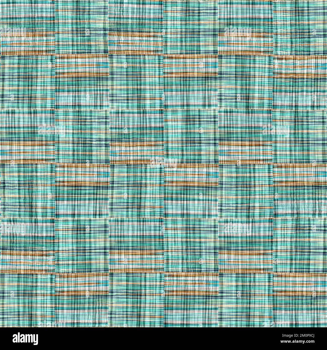 Teal rustic coastal beach house check fabric tile. Seamless sailor ...