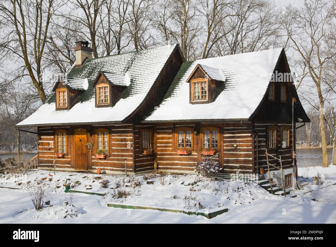 1980 built replica of old 1800s two story Canadiana cottage style log ...