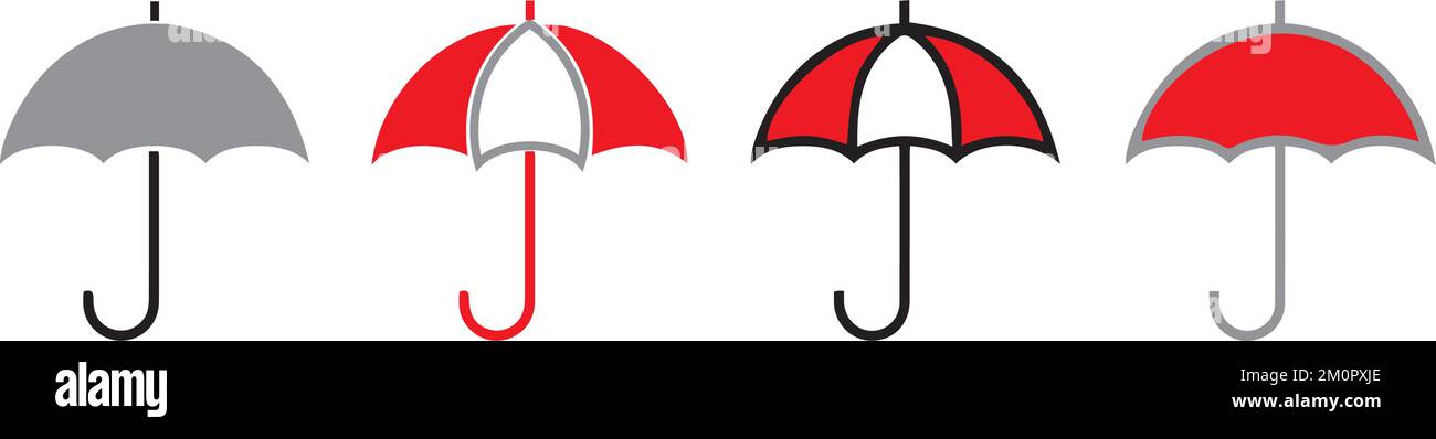 A vector design of four umbrellas with different colors isolated on ...