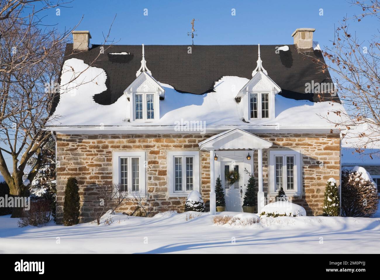 Old 1840 Canadiana cottage style fieldstone home with white trim in ...