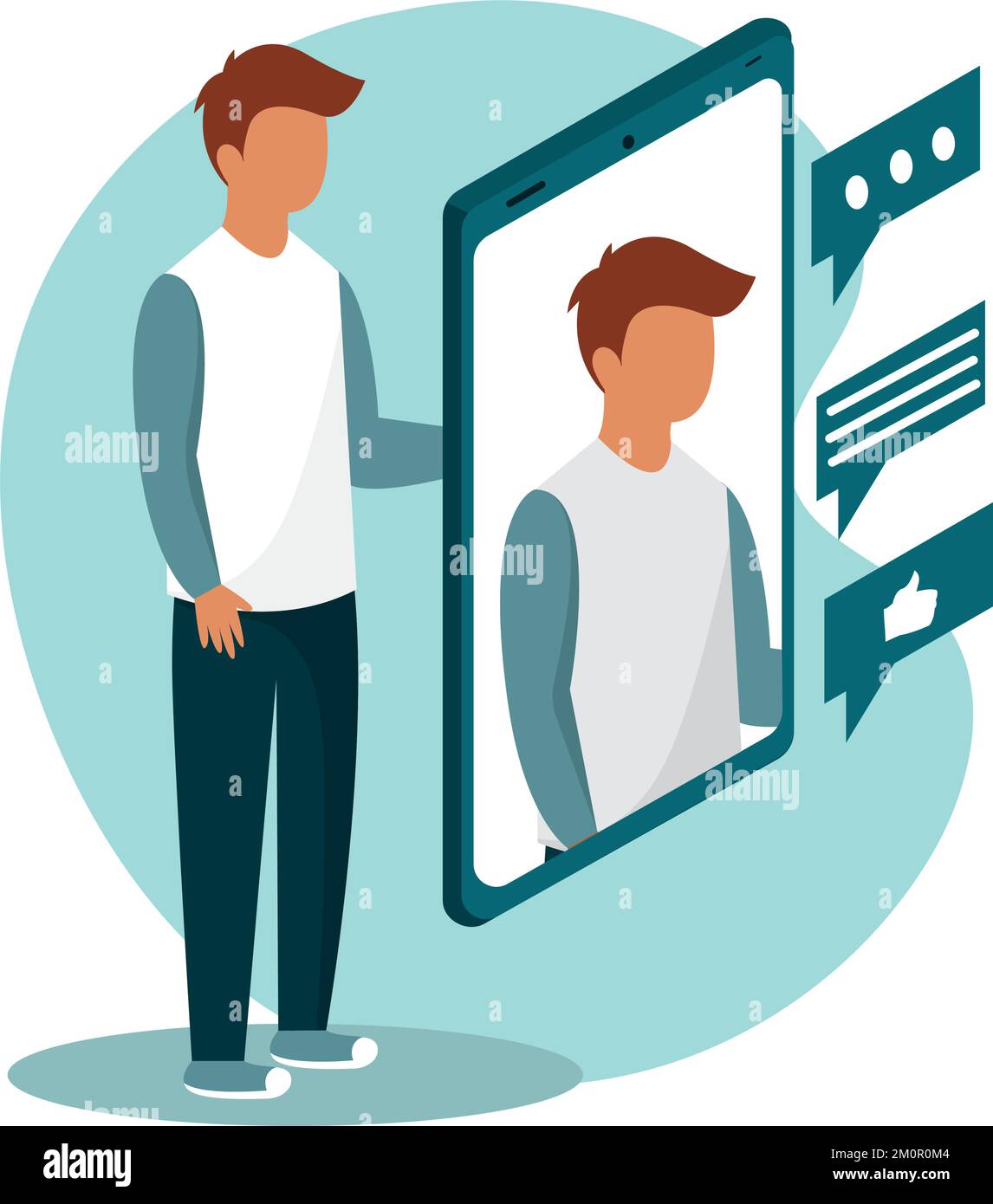 Male character interacting with big cellphone Vector Stock Vector Image ...