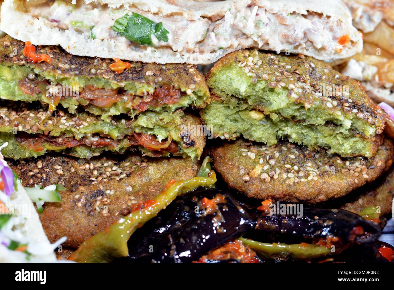 Pickled fried aubergine and green peppers, Traditional Egyptian popular ...