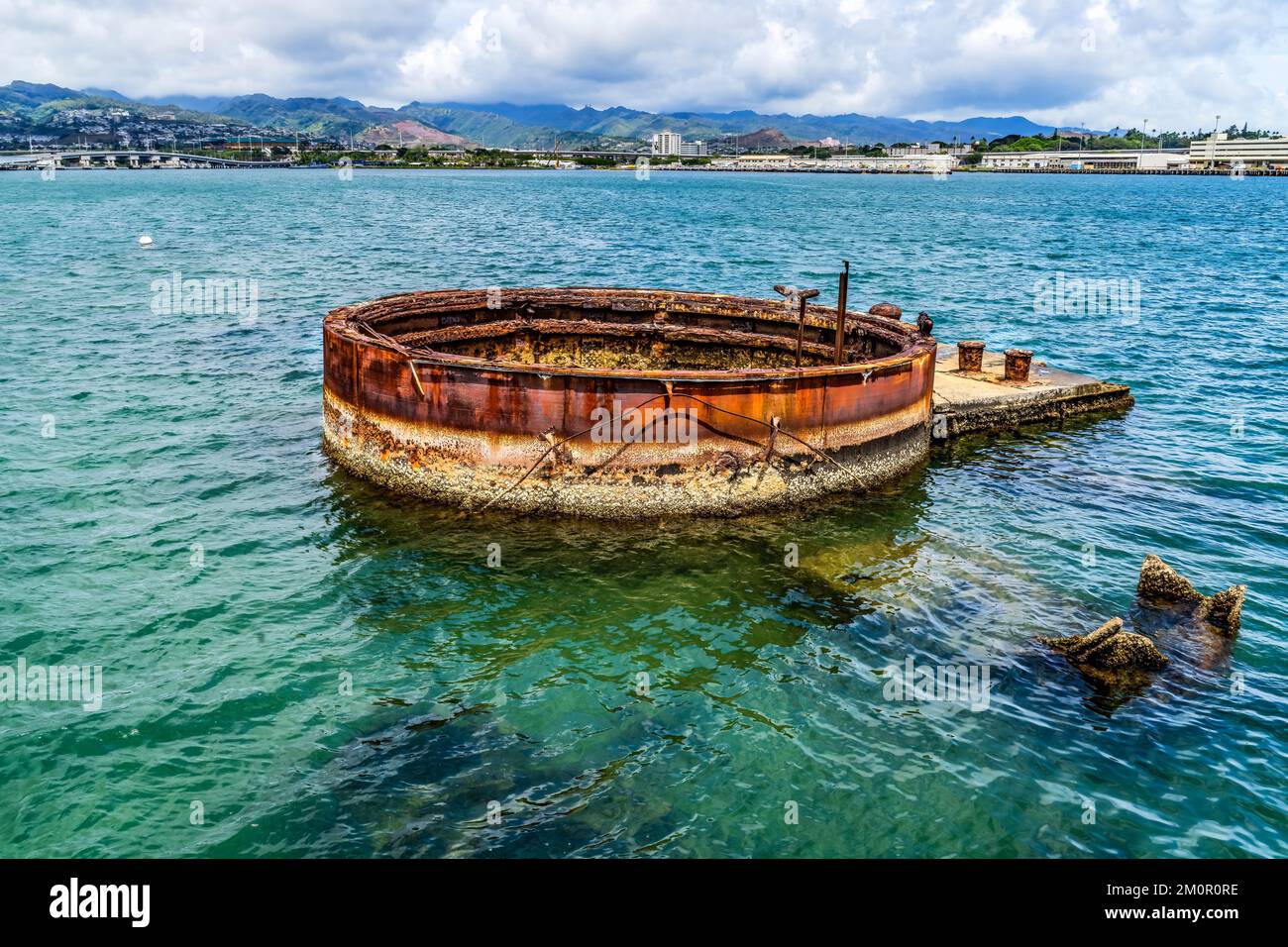 Submerged Gun Turret USS Arizona Memorial Dock Pearl Harbor Honolulu ...