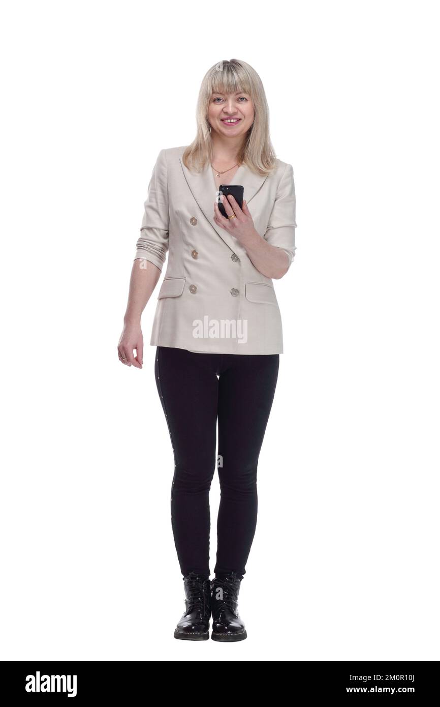 Woman reading message on Cut Out Stock Images & Pictures - Alamy