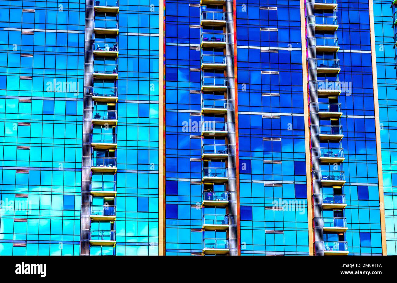 Blue Building Balconies Apartments Abstract Downtown Honolulu Oahu ...