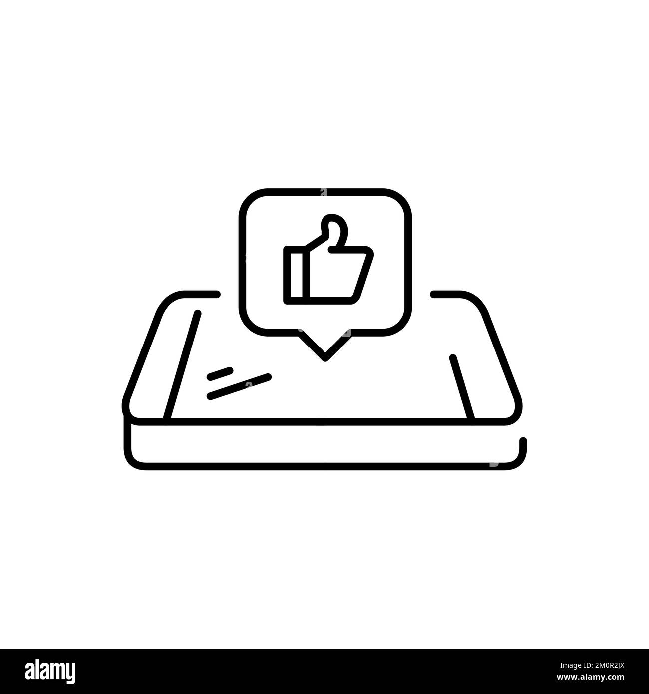 Thumbs-up notification on isometric smartphone. Pixel perfect, editable ...