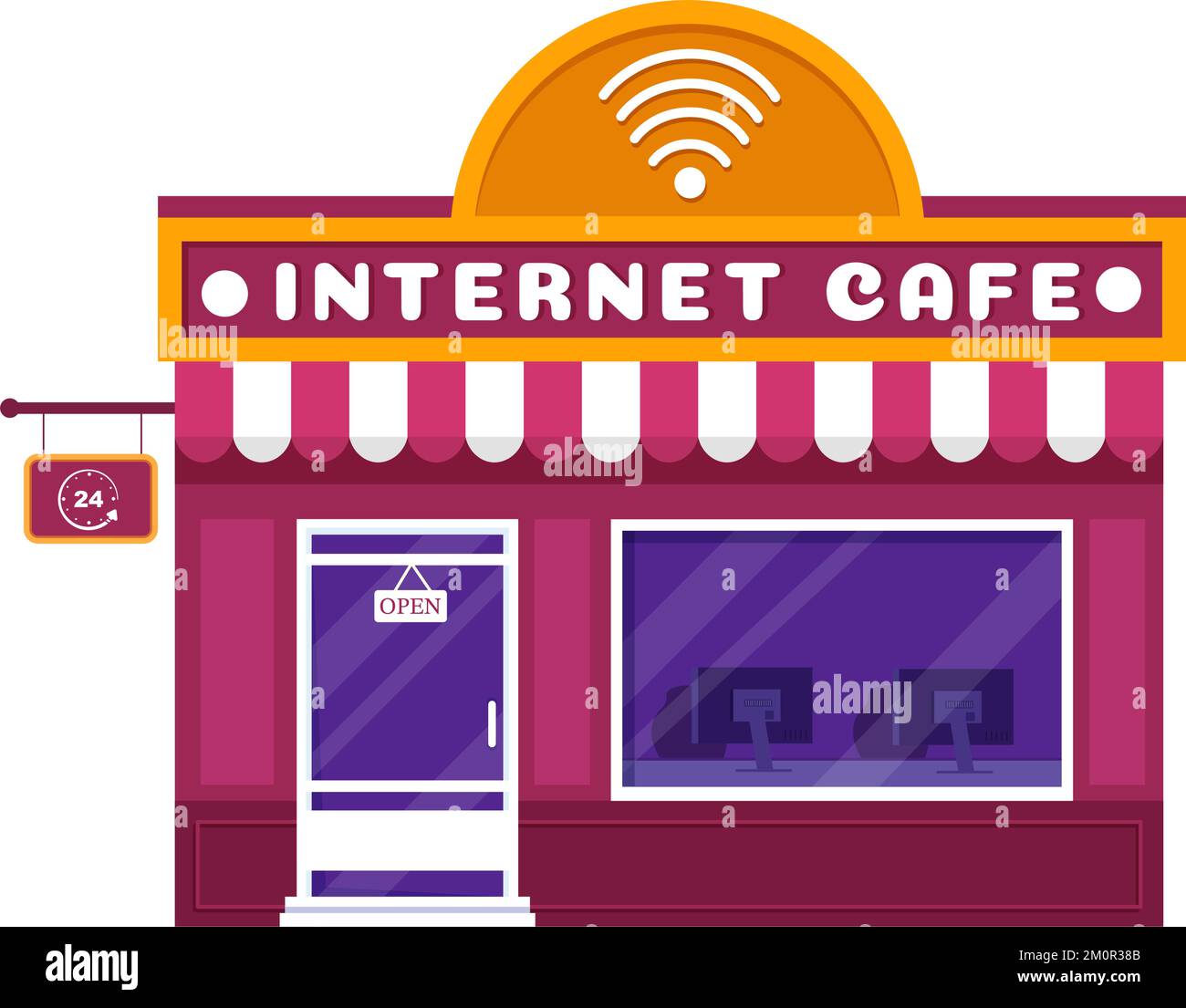 Internet Cafe Building for Playing Games, Workplace use a Laptop ...