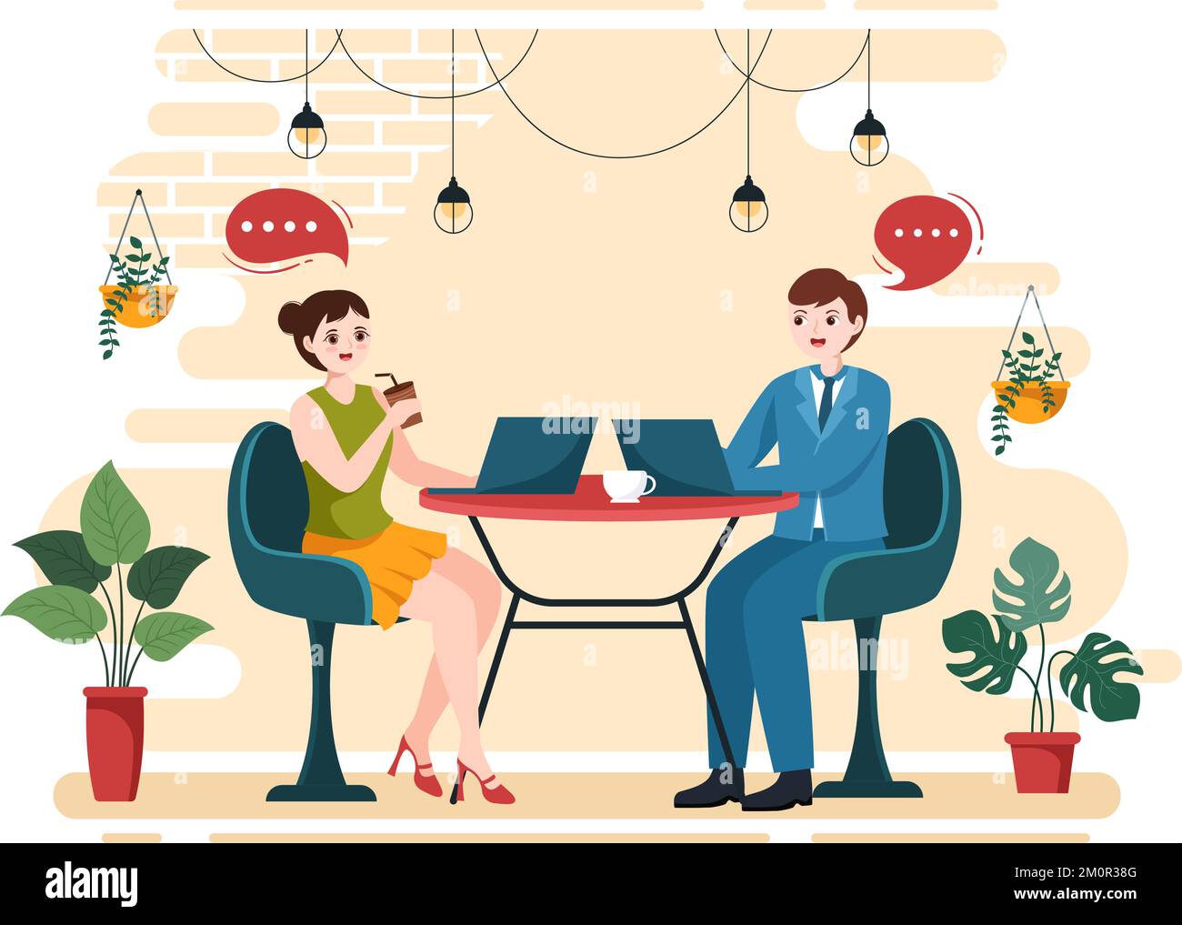 Woman with a phone at the table of a cafe Cut Out Stock Images ...