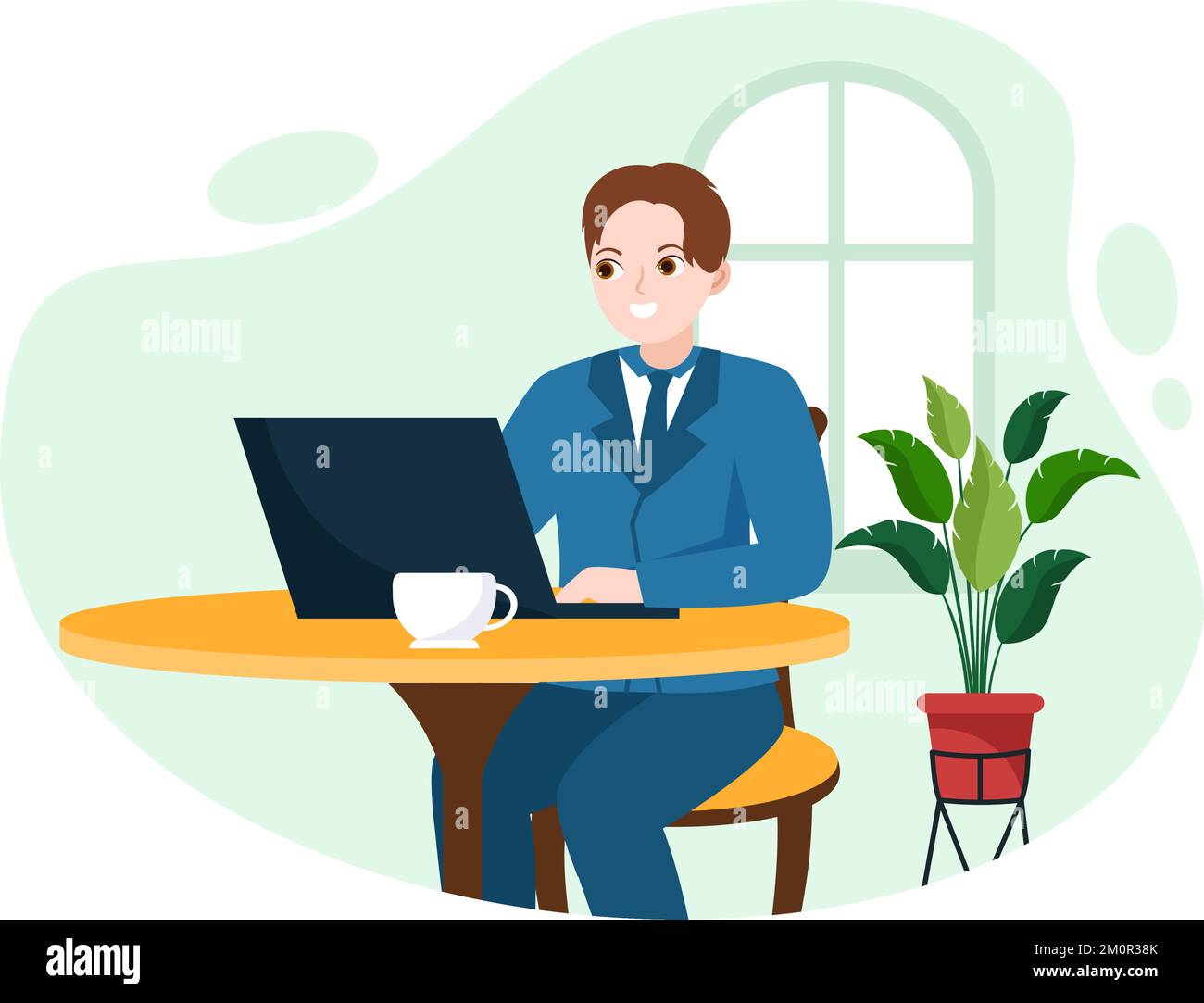 Woman with a phone at the table of a cafe Cut Out Stock Images ...