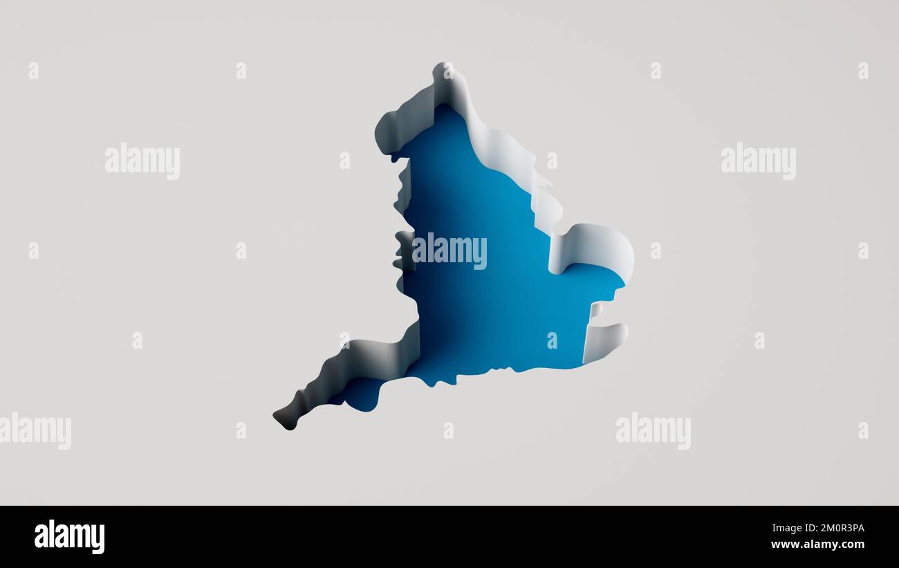 A 3D rendered map of England in blue on a white background - travel and ...