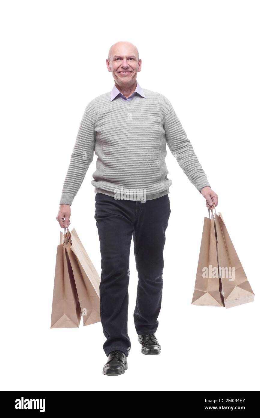 in full growth. happy man with shopping bags Stock Photo - Alamy