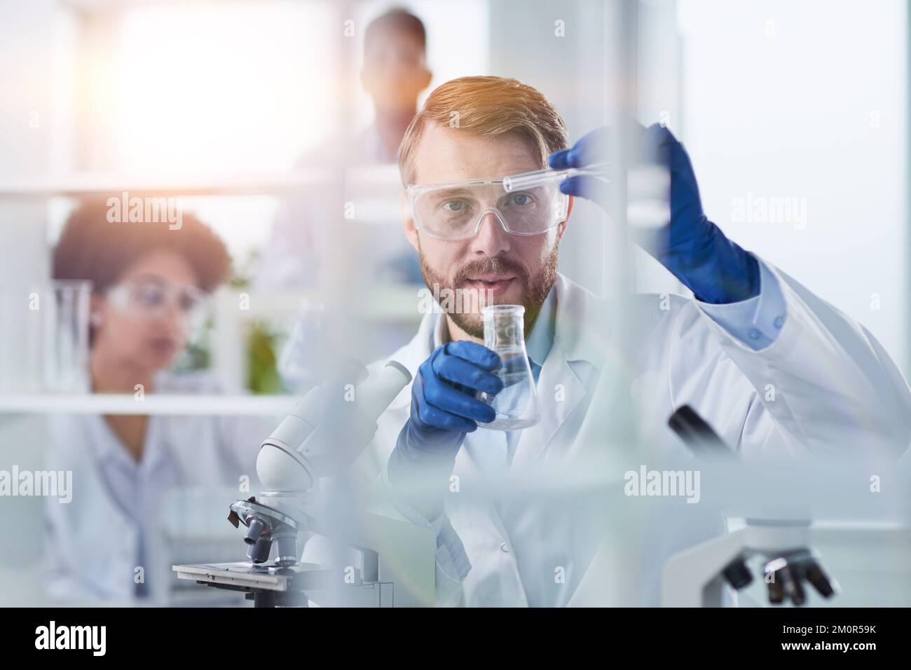In a Modern Laboratory Research Scientist Conducts Experiments Stock ...