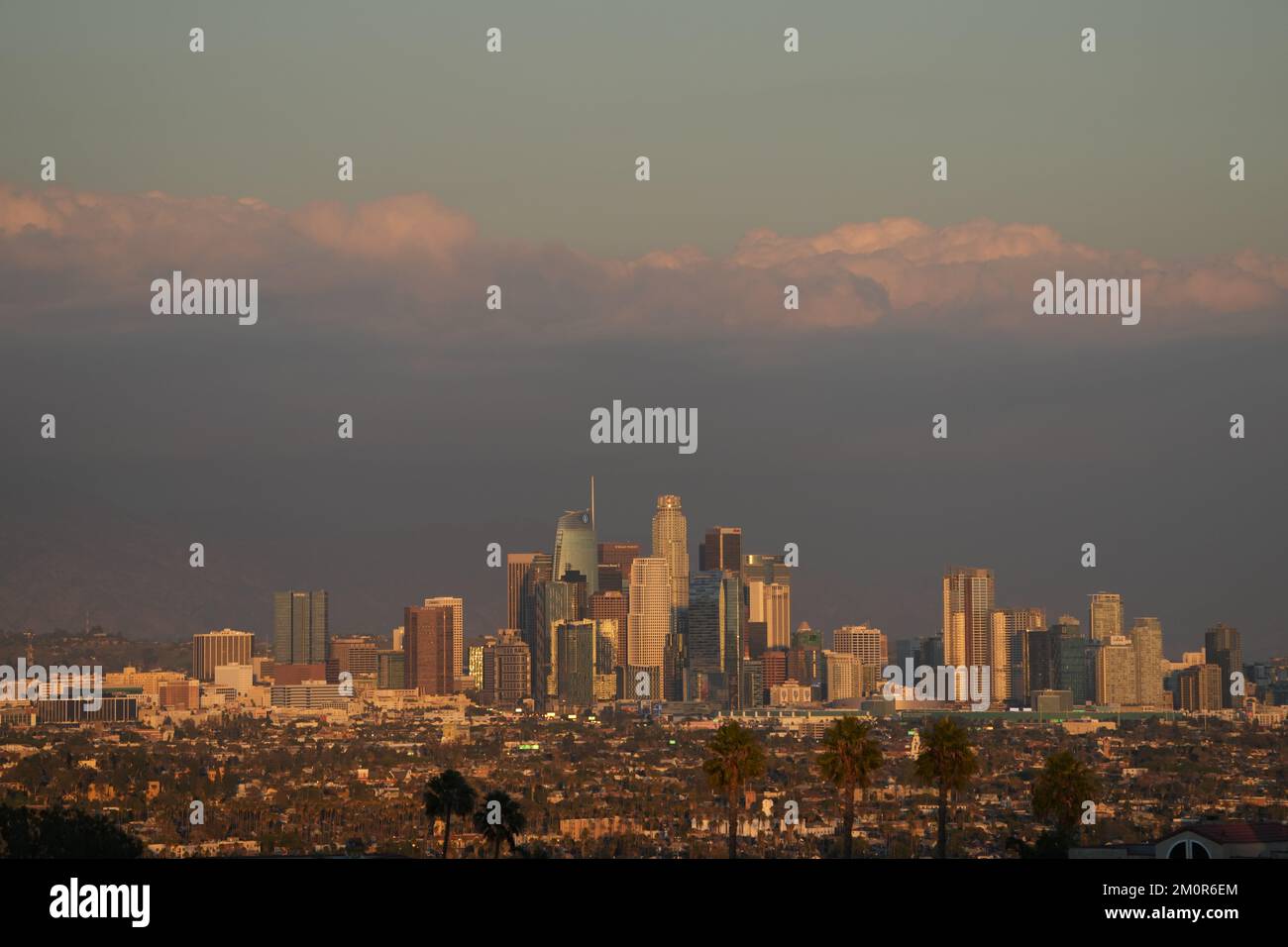 The downtown Los Angeles skyline on Wednesday, Dec. 7, 2022 Stock Photo ...